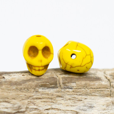 Magnesite Polished 13x11mm Yellow Skull - Bead World