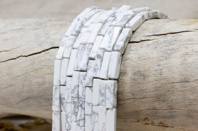 White Howlite Polished 4x13mm Cuboid