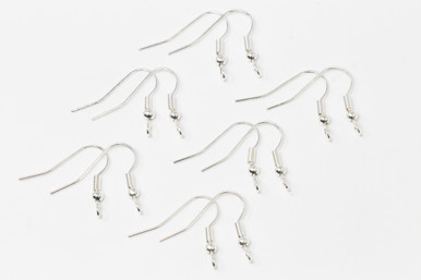 Silver Plated Spring & Bead Ear Wires - 6 Pair - Bead World