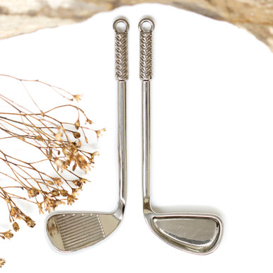 Silver Plated Brass 78x28mm Golf Club Pendant - Bead World