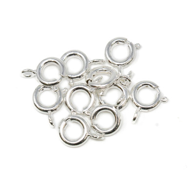 Sterling Silver Plated 8mm Spring Ring Clasp - 10 Pieces