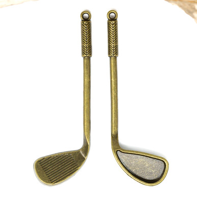 Bronze Plated Alloy 78x28mm Golf Club Pendant - Bead World