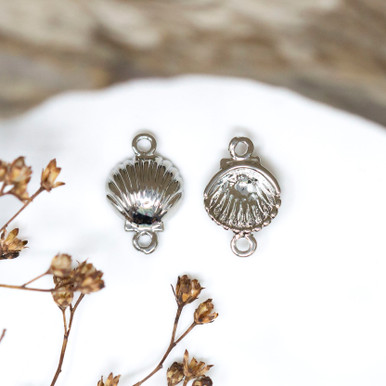 Silver Plated 13.5x8.5mm Clam Shell Link - Bead World