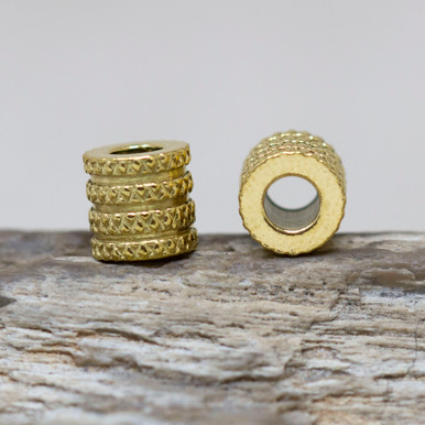 Gold Plated Stainless Steel 8mm Textured 4 Groove Bead - 4mm Hole