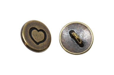 Brass Plated 12x12mm Small Heart Button