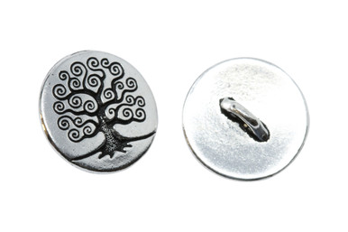 Tree of Life Button - Silver Plated