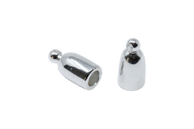 Silver Plated 3mm Bullet End Caps - 1 Pair - Bead World