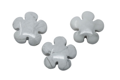 White Howlite Polished 20mm Flower