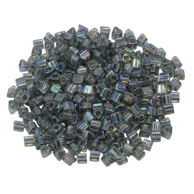 Size 8 Toho Triangle Seed Beads -- Transparent Grey Rainbow
