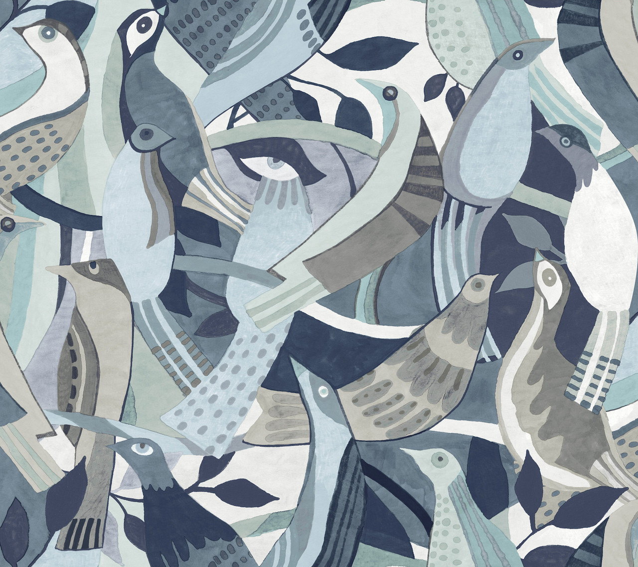 York Wallcoverings Fauvist Flock Blue Wallpaper - My Fabric Connection