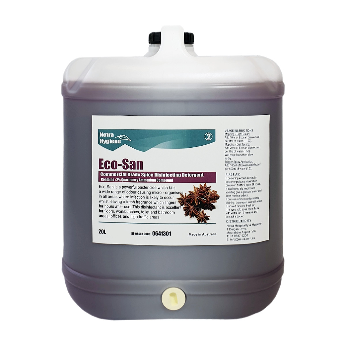 ECOSAN - 20L Antimicrobial Floor Cleaner - Netra Hospitality & Hygiene