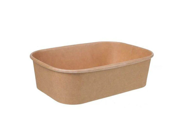 Takeaway Tubs - Rectangular - 650ml Brown Kraft (PLA)