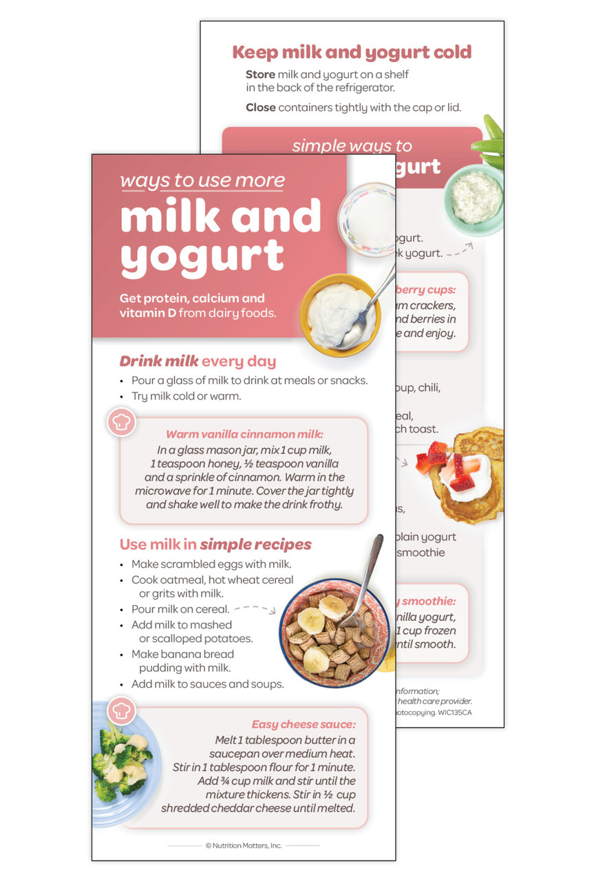 Set of Ways to Use More WIC Foods Cards - Nutrition Matters