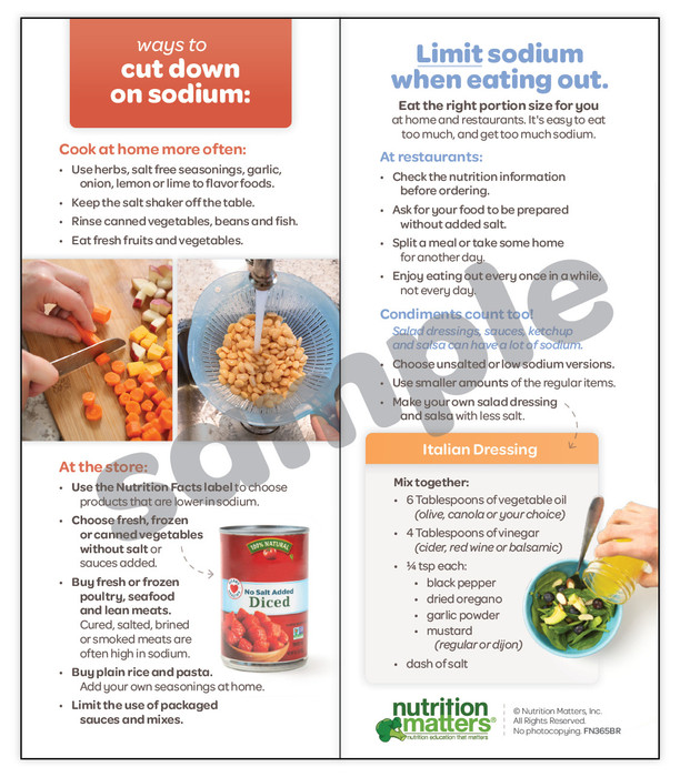 Simple Ways to Eat Less Sodium Brochure - Nutrition Matters