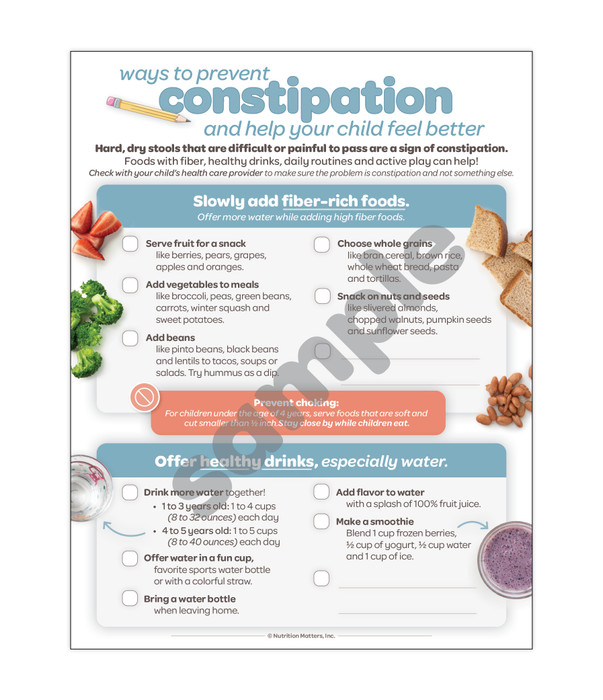 Ways to Prevent Constipation Interactive Sheet - Nutrition Matters