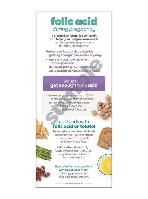 Folic Acid During Pregnancy Card - Nutrition Matters