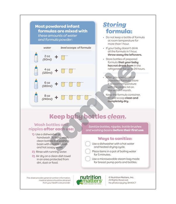 How To Prepare Infant Formula Powder Safely Tear Sheet - Nutrition Matters
