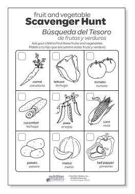 Fruit and Veggie Scavenger Hunt Sheets - Nutrition Matters
