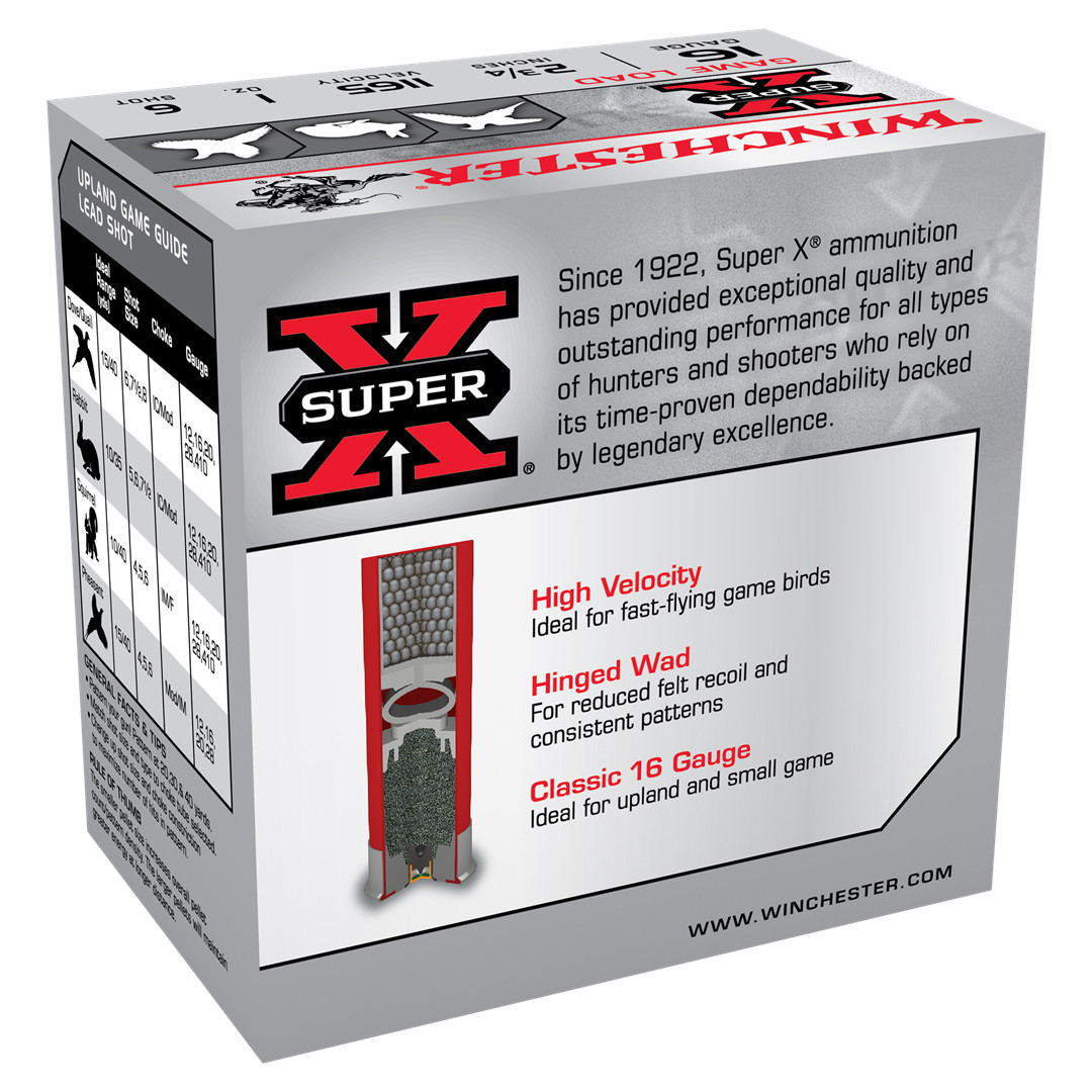 Winchester Super X 16ga 2 3/4" 1oz #6 Shot Game Load XU16657991 - Gordy ...
