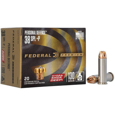 Personal Defense Hydra-Shok Deep, 38 Special +P, 130 Grain JHP P38HSD1 ...
