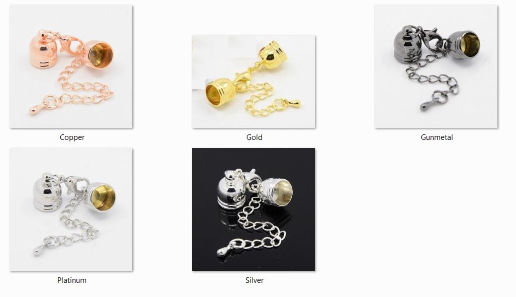 Cord end Sets - Available in 3mm, 4mm, 5mm, 6mm, 7mm and 8mm inner ...