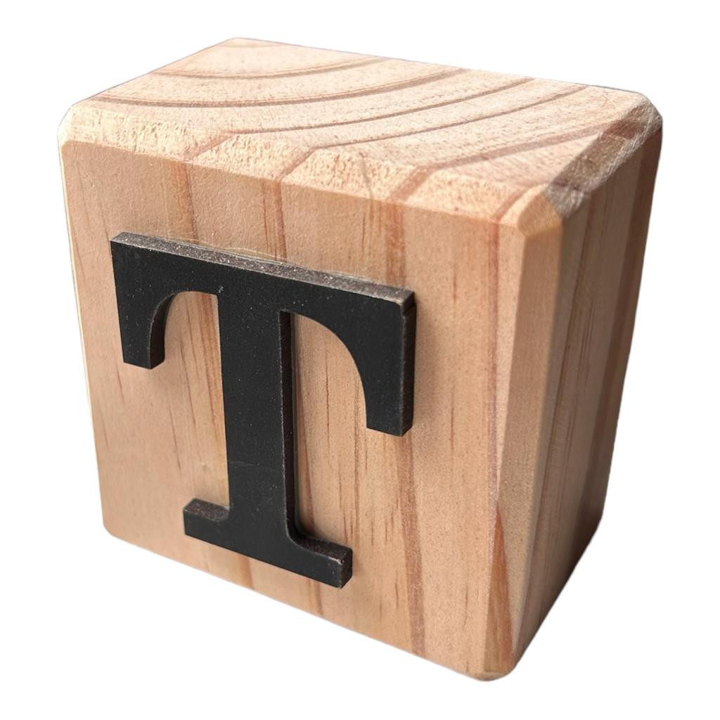 BLOCKBT Black Handcrafted Letter Block T - Bali Trading Wholesale
