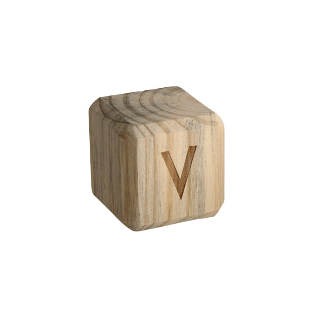WABV Wooden Alphabet Block - V - Bali Trading Wholesale