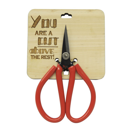 SSCI005 Small Red Handle Scissor Engraved Wood Holder - Cut Above the ...