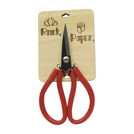 LSCI004 Large Red Handle Scissor Engraved Wood Holder - Rock, Paper and ...