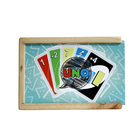 BOXIUNO2 Printed Wooden Uno Box With Uno Cards - Bali Trading Wholesale