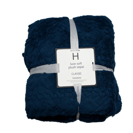B01A Luxe Soft Blankets - Deep Blue - Bali Trading Wholesale