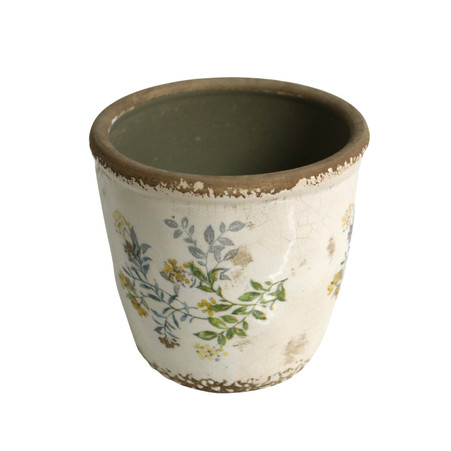 Y525D012 Ceramic Pot - Yellow Flowers - Bali Trading Wholesale