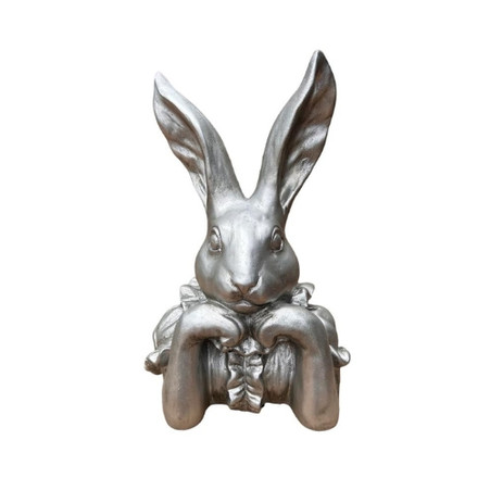 16817SB149 Small Silver Thinking Lady Polyresin Bunny Bust - Bali ...