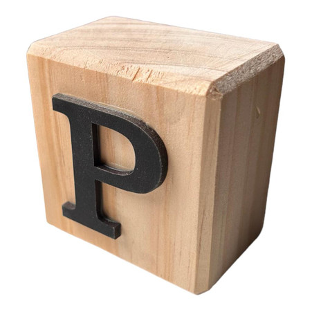 BLOCKBP Black Handcrafted Letter Block P - Bali Trading Wholesale