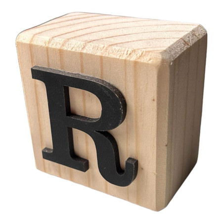 BLOCKBR Black Handcrafted Letter Block R - Bali Trading Wholesale