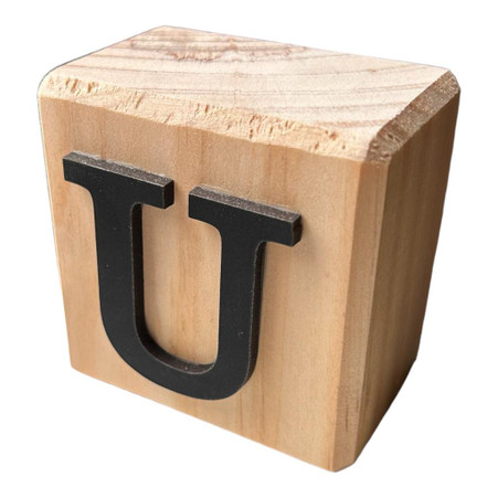 BLOCKBU Black Handcrafted Letter Block U - Bali Trading Wholesale