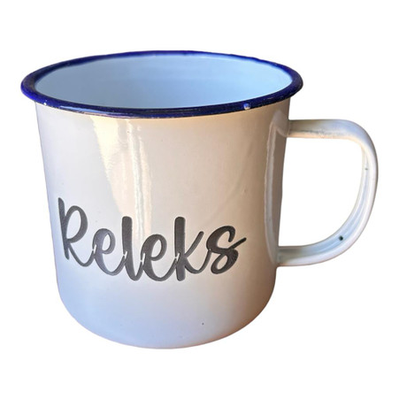 ENA72 Engraved Enamel Mug - Releks - Bali Trading Wholesale