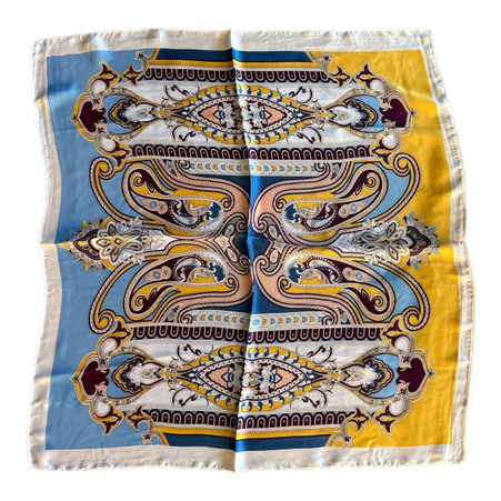 SCA07070A Square Scarf - Red, Blue, Leather Straps And Buckles