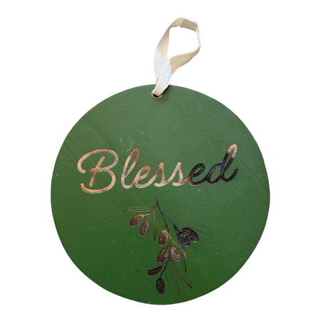WSIGN7 Welcome Sign - Green, Blessed - Bali Trading Wholesale