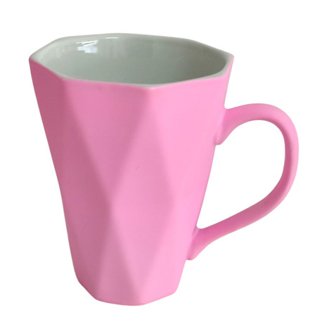 BPD007D Ceramic Mug - Light Pink, Diamond Pattern - Bali Trading Wholesale