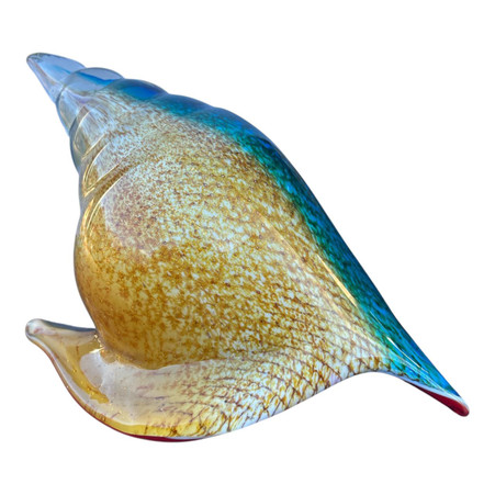 792310 Glass Decor - Red, Yellow And Blue Conch Shell - Bali Trading ...
