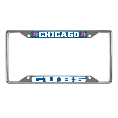 Chicago Cubs Chrome Metal License Plate Frame, 6.25in x 12.25in ...