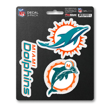 Miami Dolphins Decal 3-pk 3 Various Logos / Wordmark Aqua | Sports Fans ...