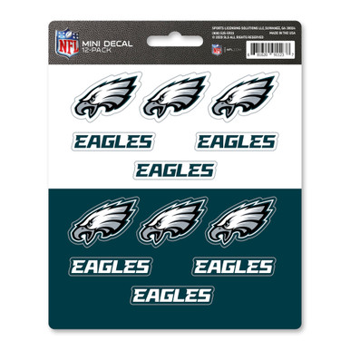 Philadelphia Eagles Mini Decal 12-pk 12 Various Logos / Wordmark Green ...