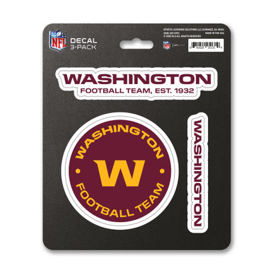 Washington Commanders Decal 3-pk 3 Various Logos / Wordmark Red, Yellow ...