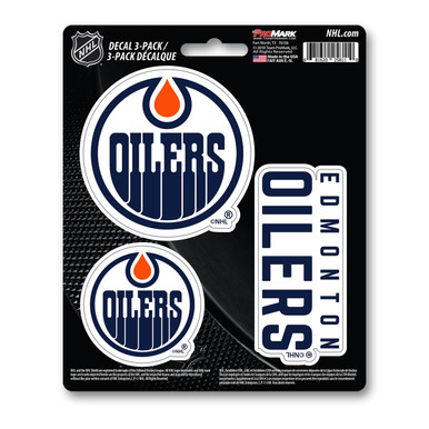 NHL - Edmonton Oilers Decal 3-pk 5 x 6.25 - 3 Various Logos / Wordmark ...
