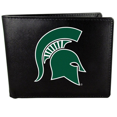 Michigan St. Spartans Leather Bi-fold Wallet, Large Logo | Sports Fans ...