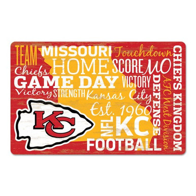 Kansas City Chiefs Sign 11x17 Wood Wordage Design | Sports Fans Merchandise