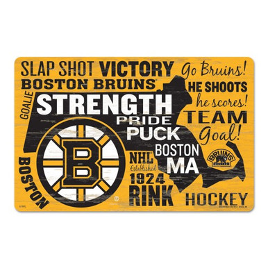 Boston Bruins Sign 11x17 Wood Wordage Design | Sports Fans Merchandise