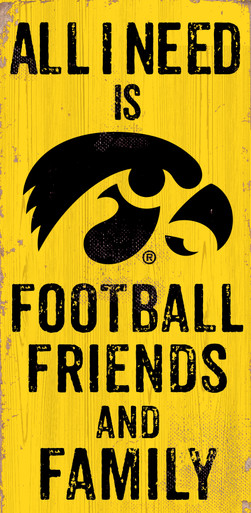 Iowa Hawkeyes Sign Wood 6x12 Football Friends and Family Design Color ...